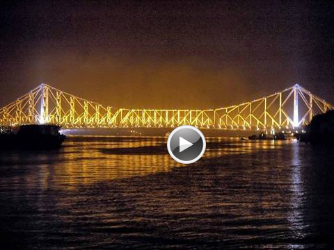Howrah bridge, Kolkata, Calcutta, West Bengal, India, Video