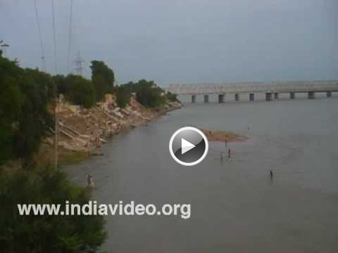Prakasam Barrage, Krishna River, Vijayawada, Andhra Pradesh, Video, India