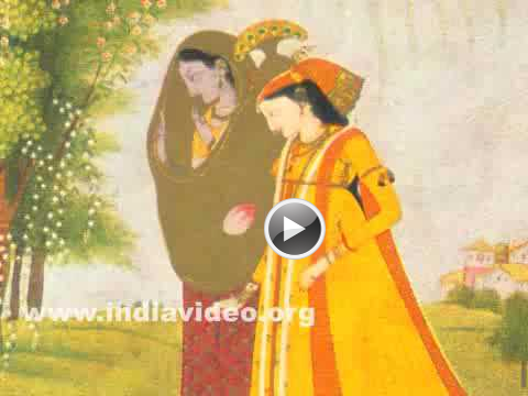 Pahari painting in Kangra style portraying Lila Hava or Exchange of clothes