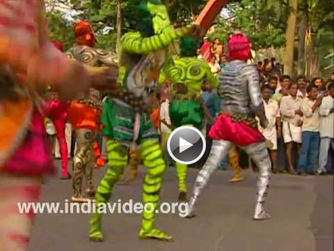 Pulikali - tiger dance during Onam, Art Forms, India, Kerala Videos